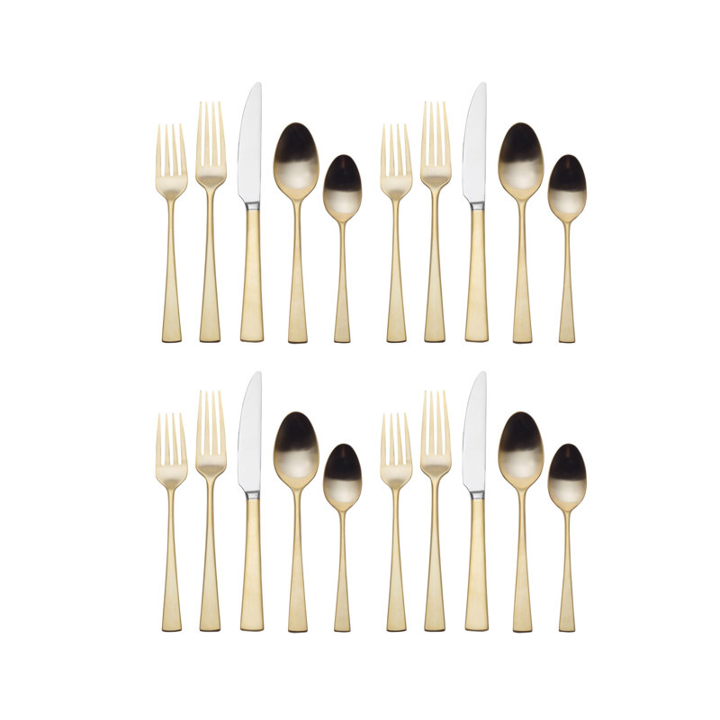 Mikasa Lucia Satin Gold 20-Piece 18/10 Stainless Steel Flatware Set, Service For 4 | Wayfair
